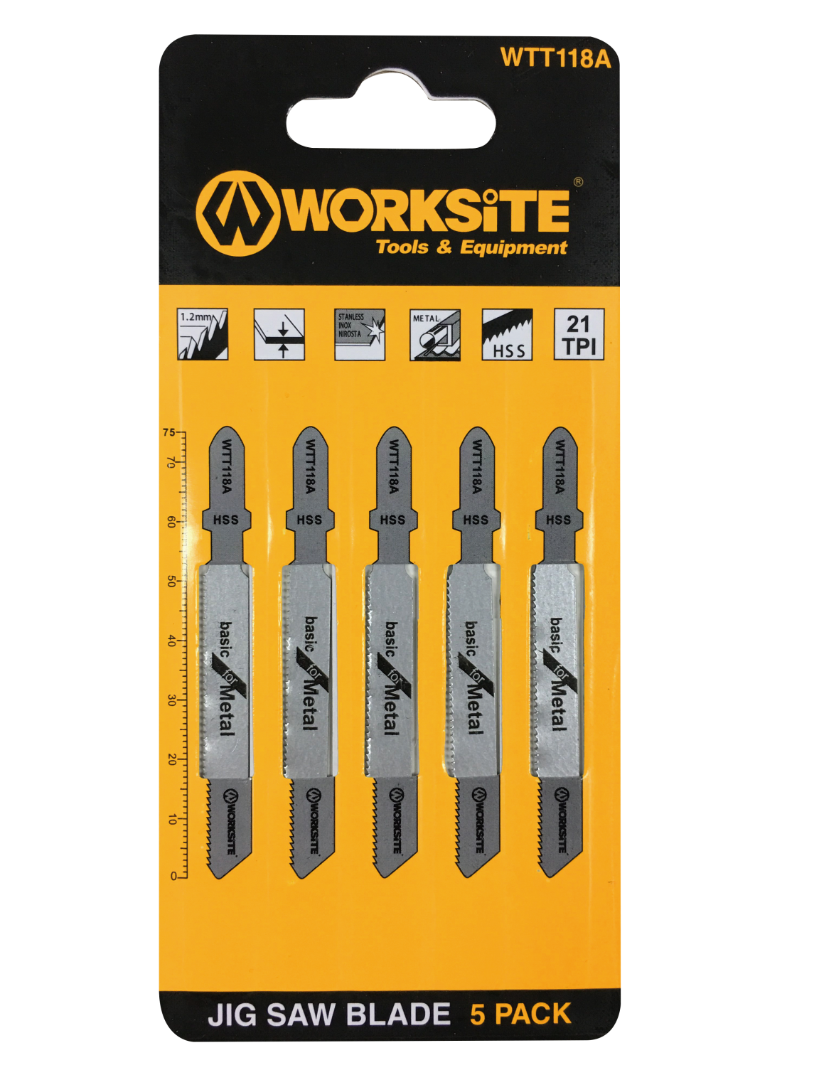 WORKSITE Jigsaw Blade 5Pcs Set Cuts Metal 3inch X 5/16inch 21 TPI, HSS ...